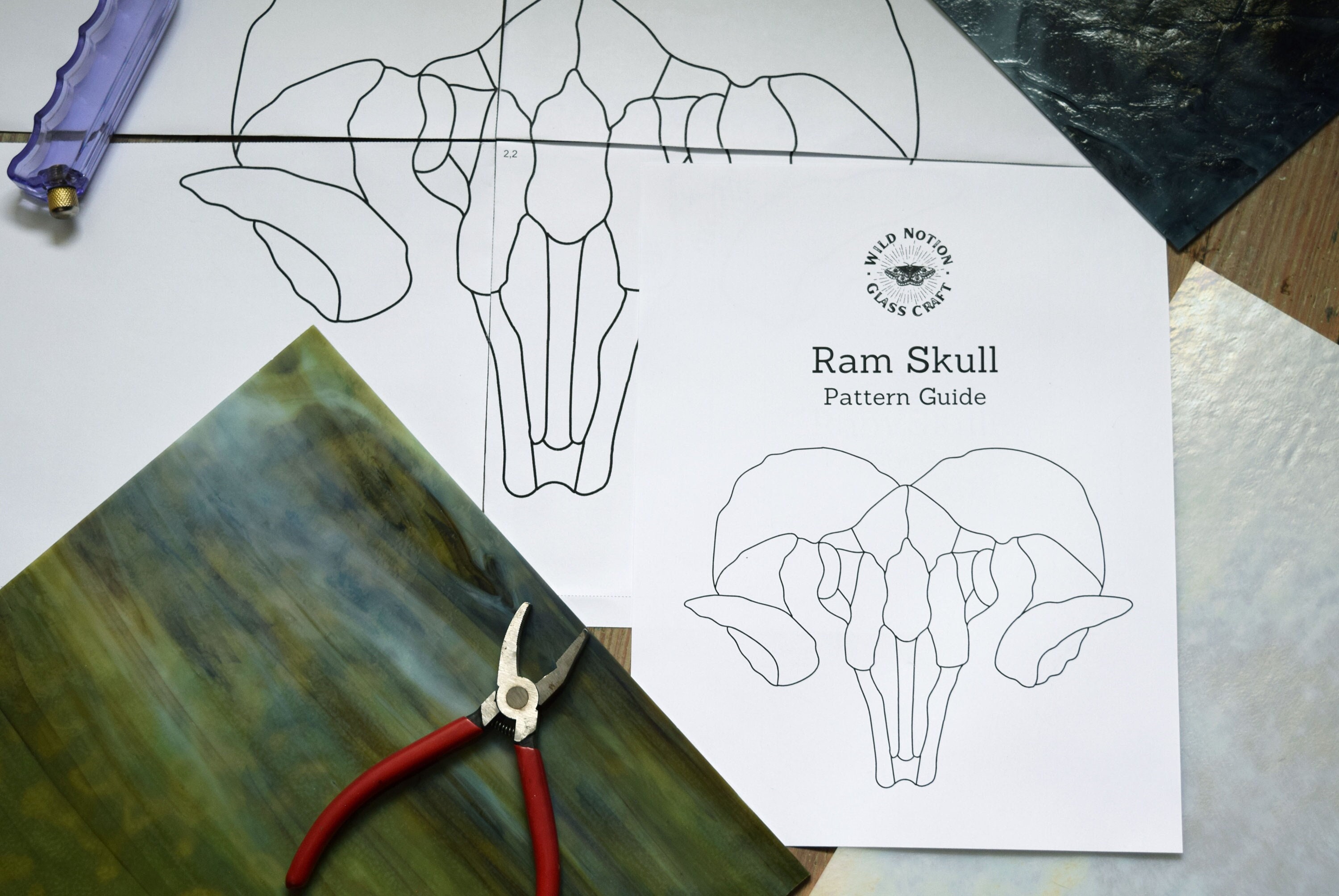 Ram Skull Stained Glass Pattern - PDF Digital Download W/ Commercial ...