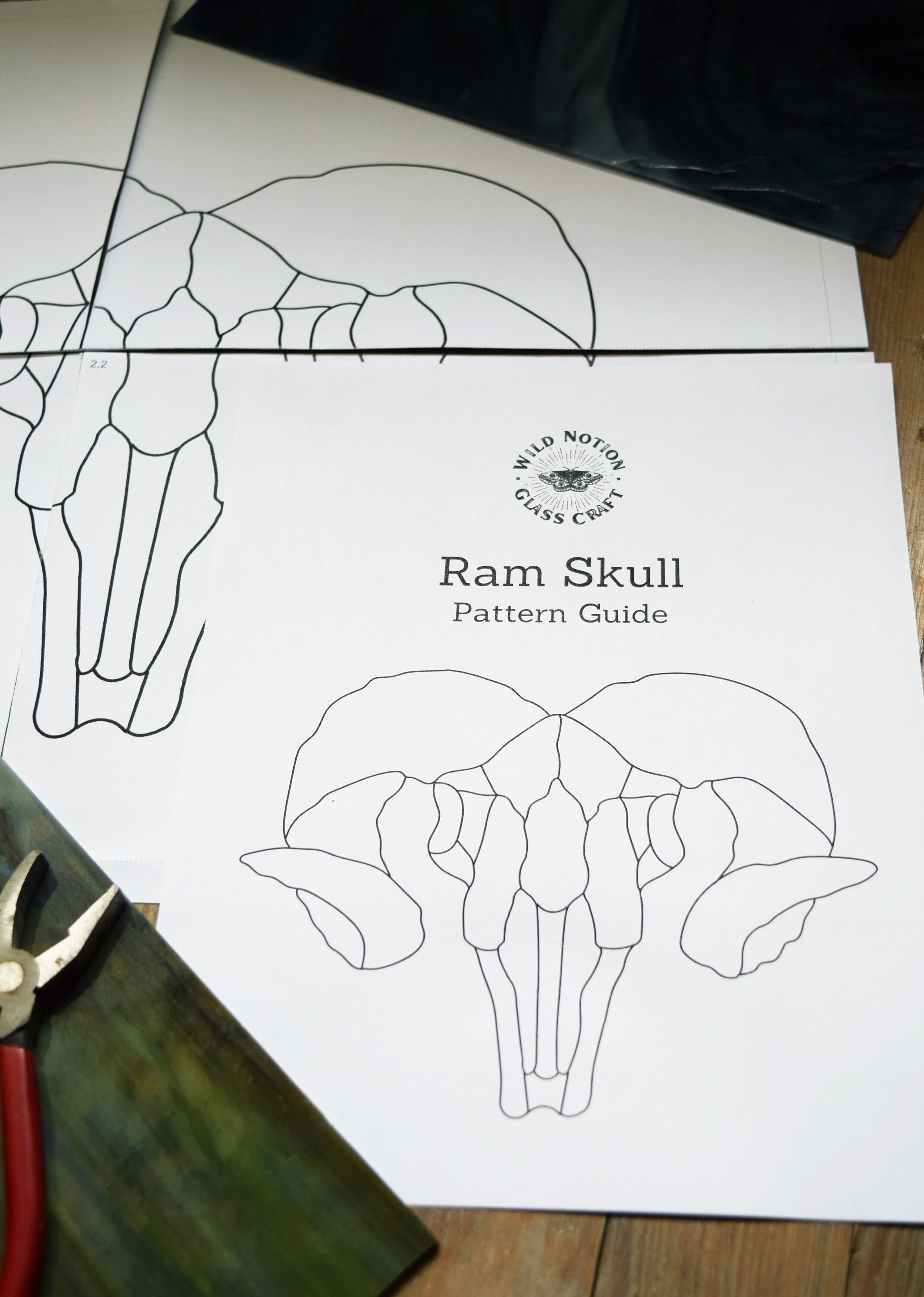 Ram Skull Stained Glass Pattern - PDF Digital Download W/ Commercial ...