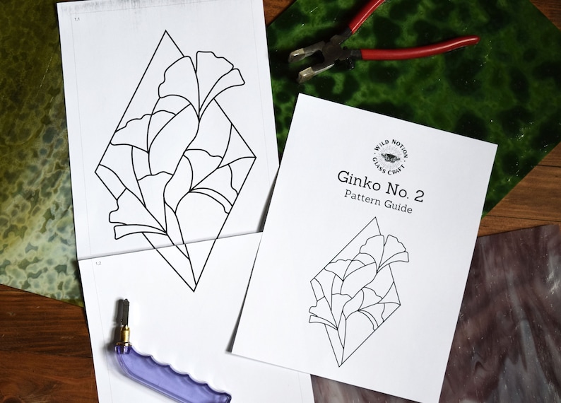 Ginko No.2 Stained Glass Pattern - COMMERCIAL LICENSE - Geometric ...