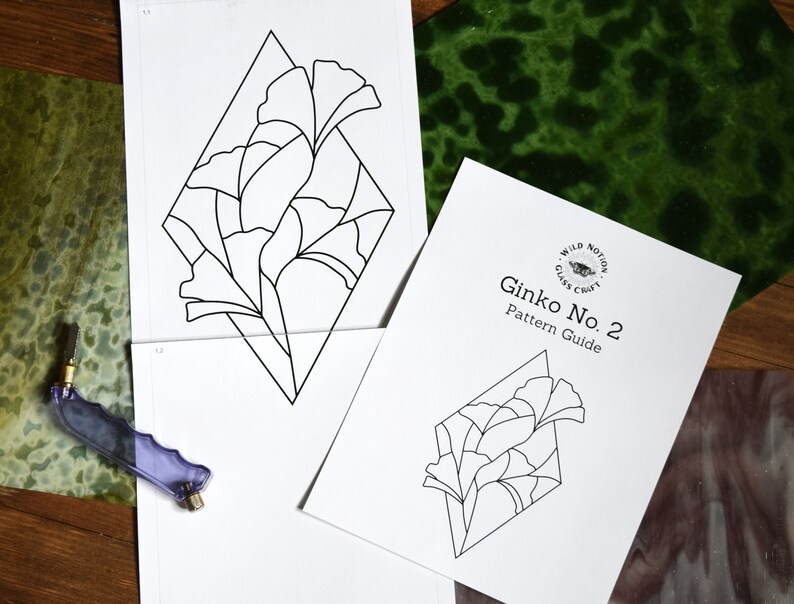 Ginko No.2 Stained Glass Pattern - COMMERCIAL LICENSE - Geometric ...