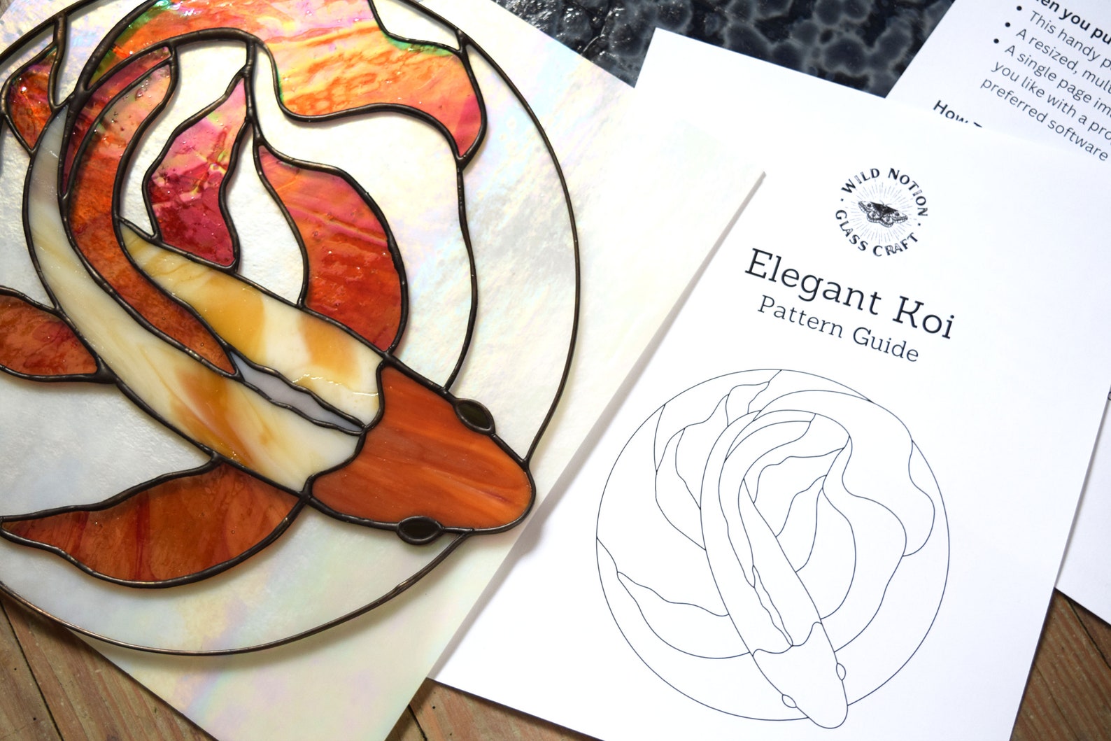 Elegant Koi Stained Glass Pattern PDF Digital Download W/ - Etsy