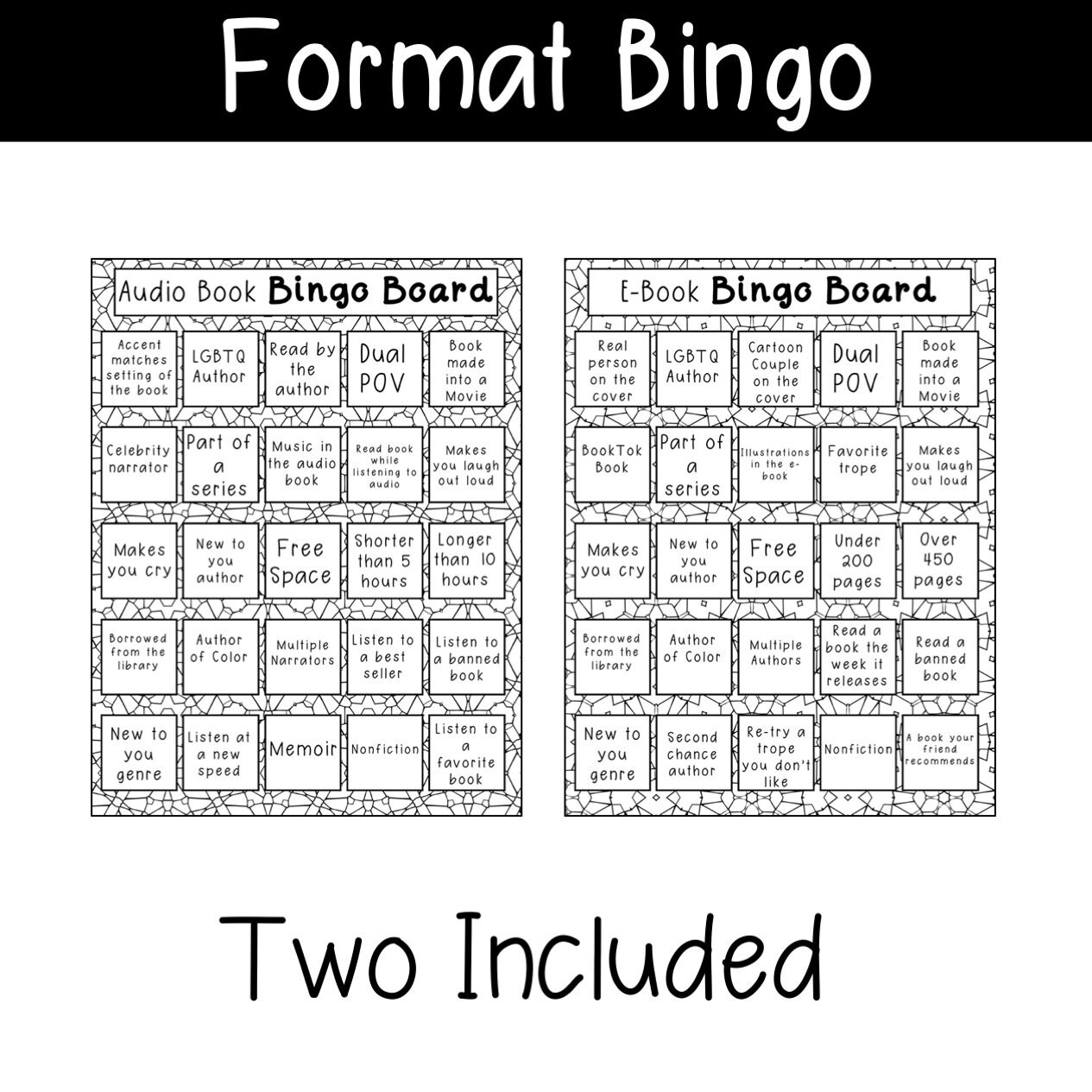 Book Bingo Boards-general Pack - Etsy