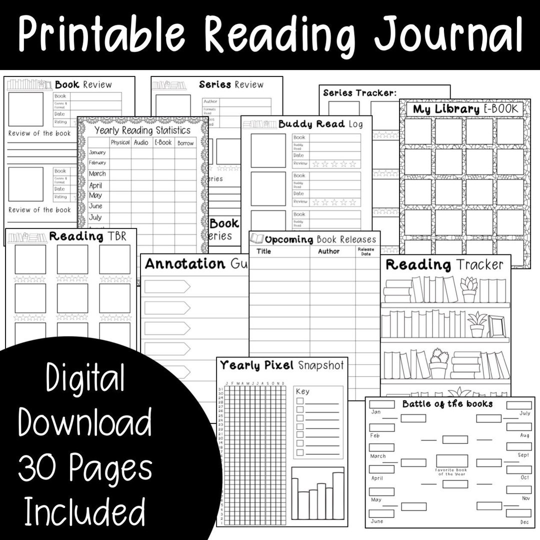 Printable Reading Journal - Etsy