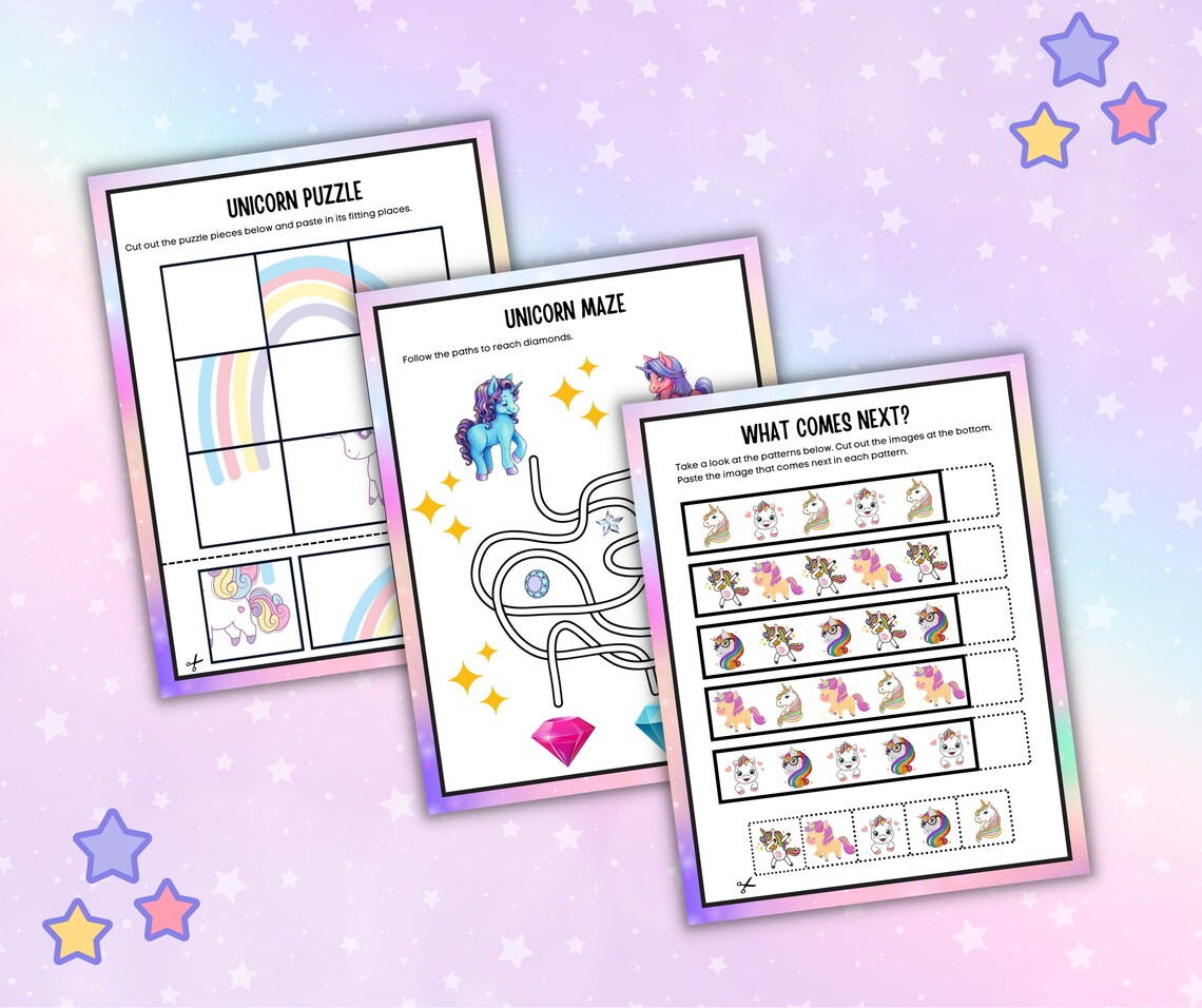 Unicorn Activity Book for Kids, Girls Unicorn Coloring Pages, Unicorn ...