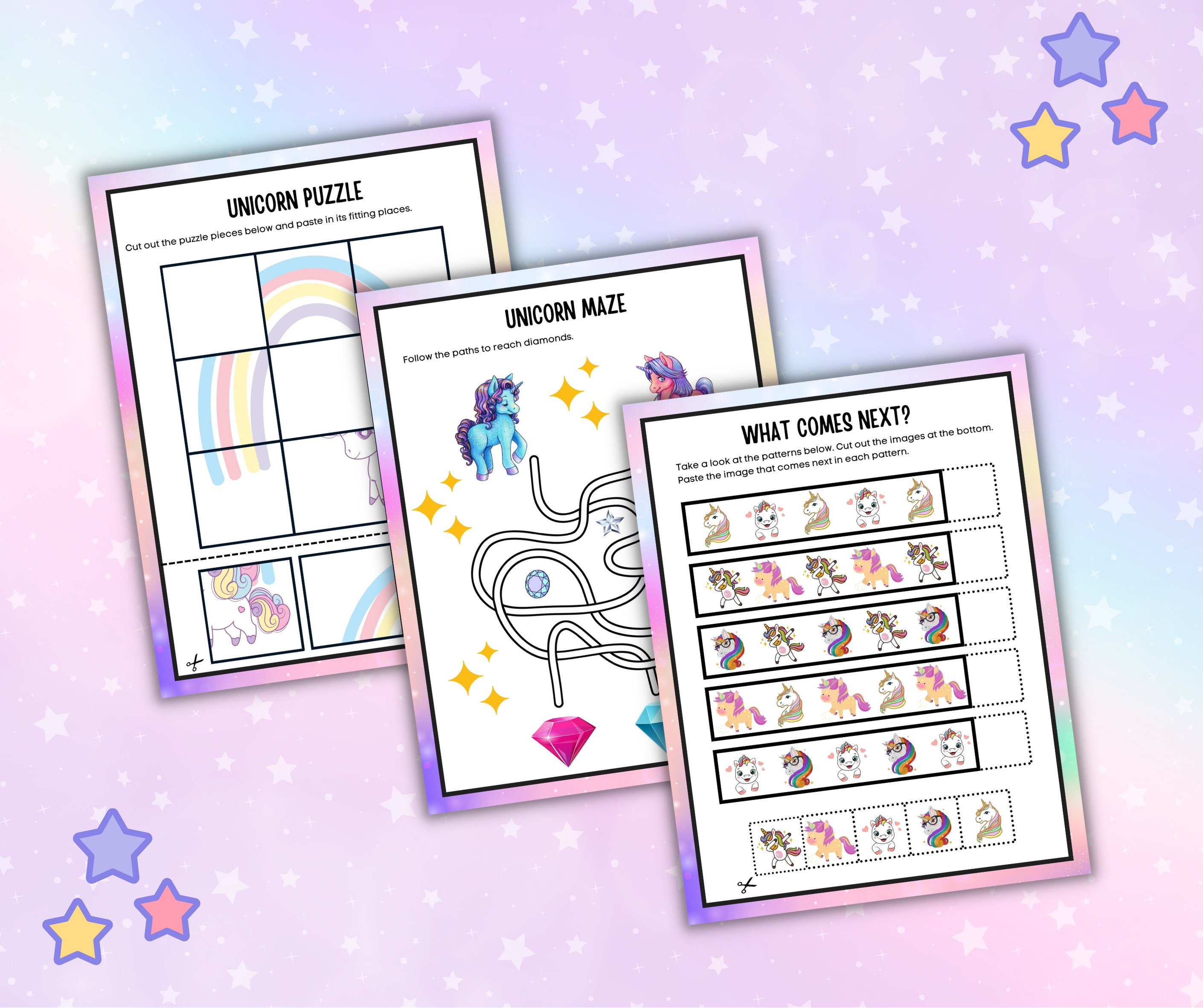 Unicorn Activity Book for Kids, Girls Unicorn Coloring Pages, Unicorn ...