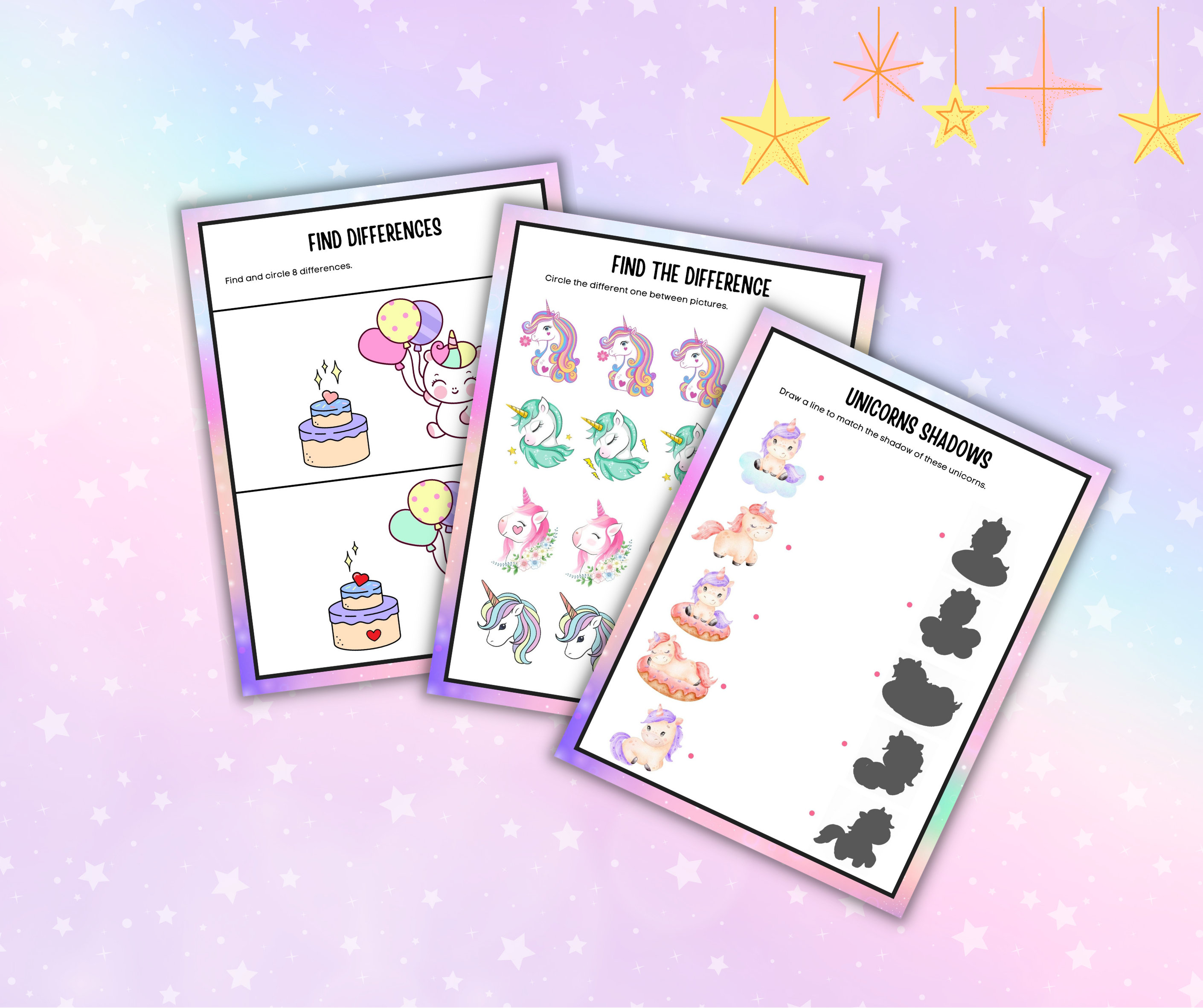 Unicorn Activity Book for Kids, Girls Unicorn Coloring Pages, Unicorn ...