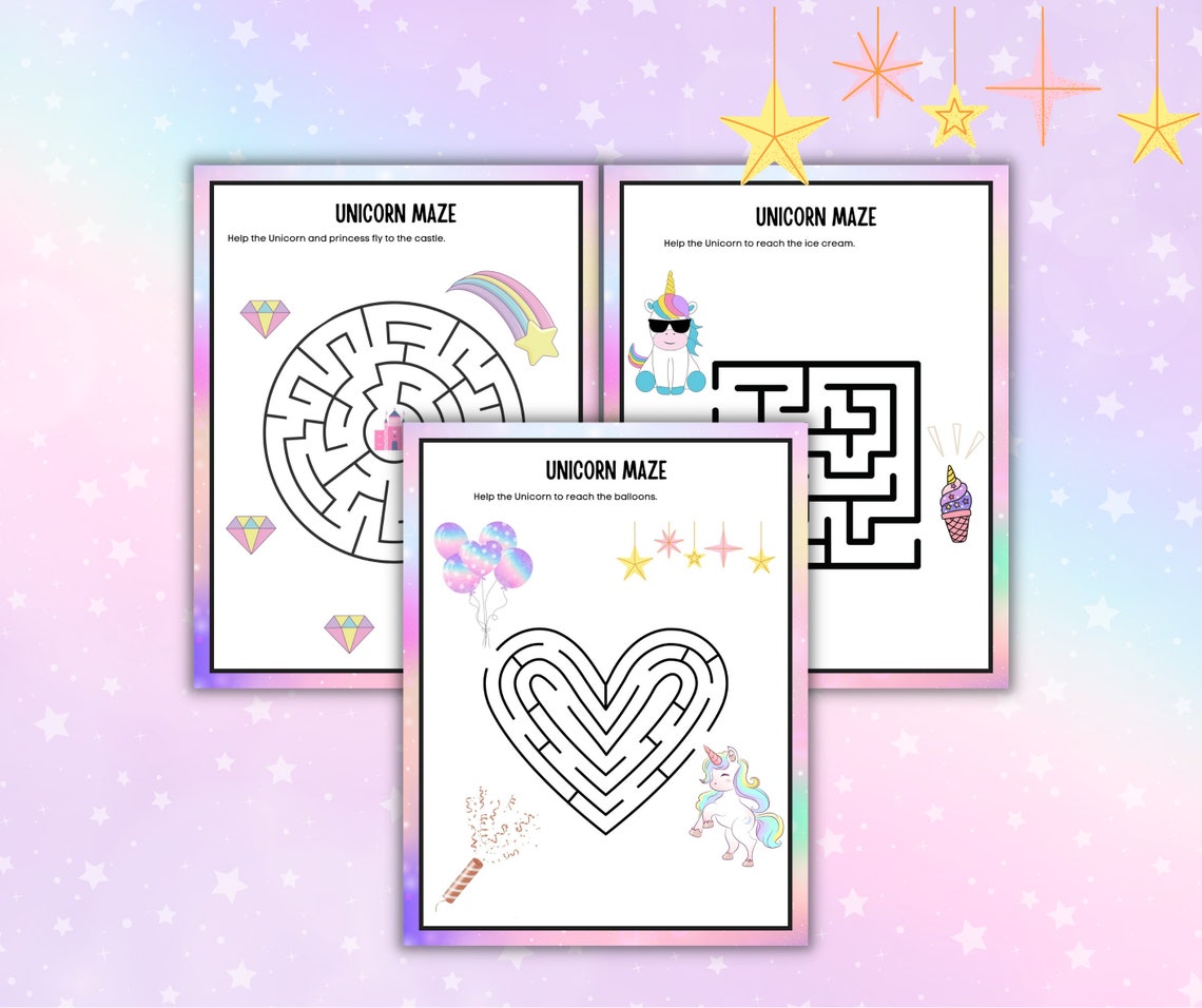 Unicorn Activity Book for Kids, Girls Unicorn Coloring Pages, Unicorn ...