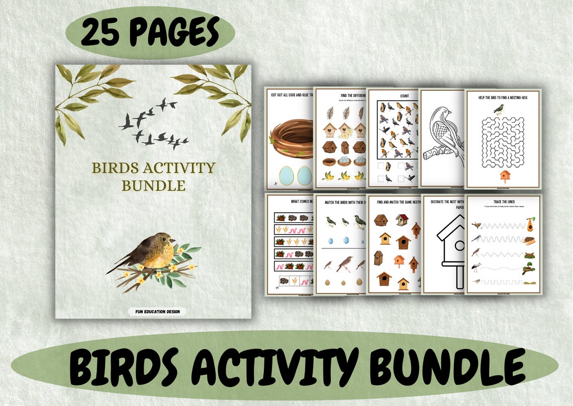 Birds Activity Bundle, Birds Printable Collection, Preschool Animal ...