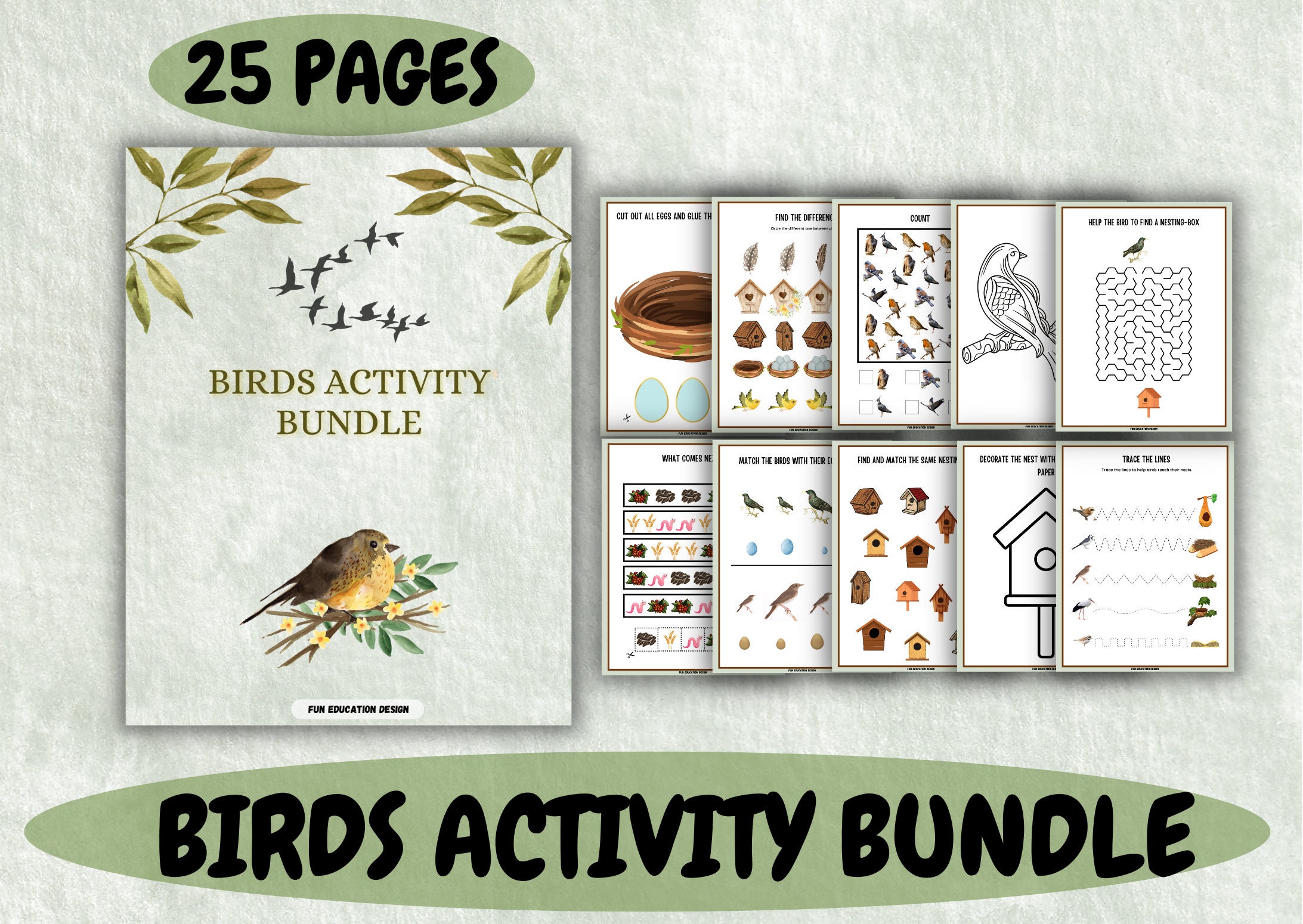 Birds Activity Bundle, Birds Printable Collection, Preschool Animal ...