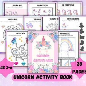 Unicorn Activity Book for Kids, Girls Unicorn Coloring Pages, Unicorn ...