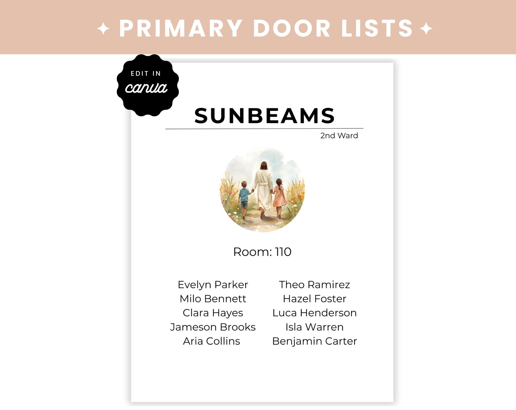 Editable LDS Primary Door Signs | Classroom Signs for Primary - Etsy