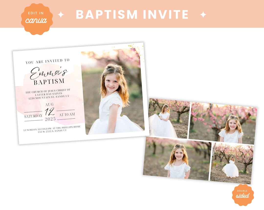 Girls Baptism Invitation - Etsy
