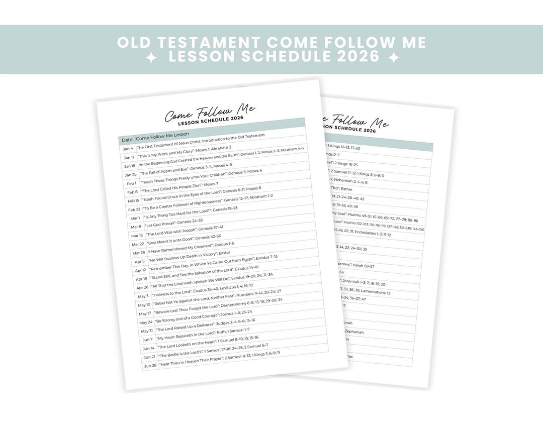 2026 Come Follow Me Lesson Schedule | LDS Old Testament Study Plan ...