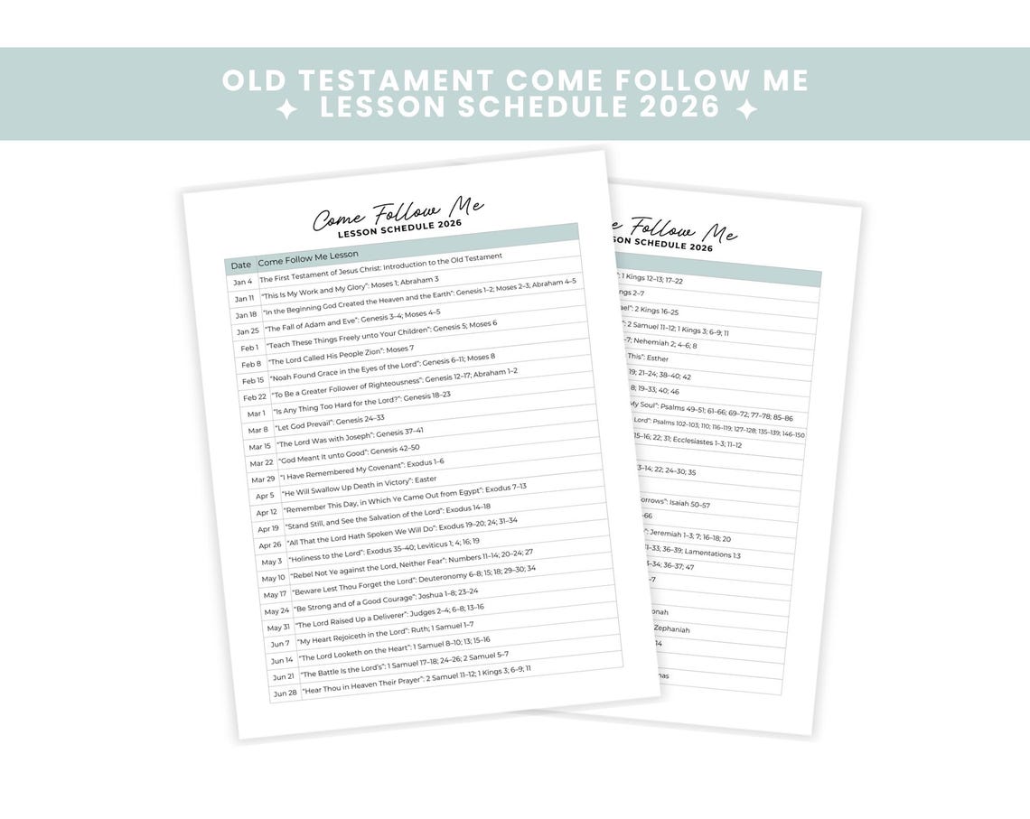 2026 Come Follow Me Lesson Schedule | LDS Old Testament Study Plan ...