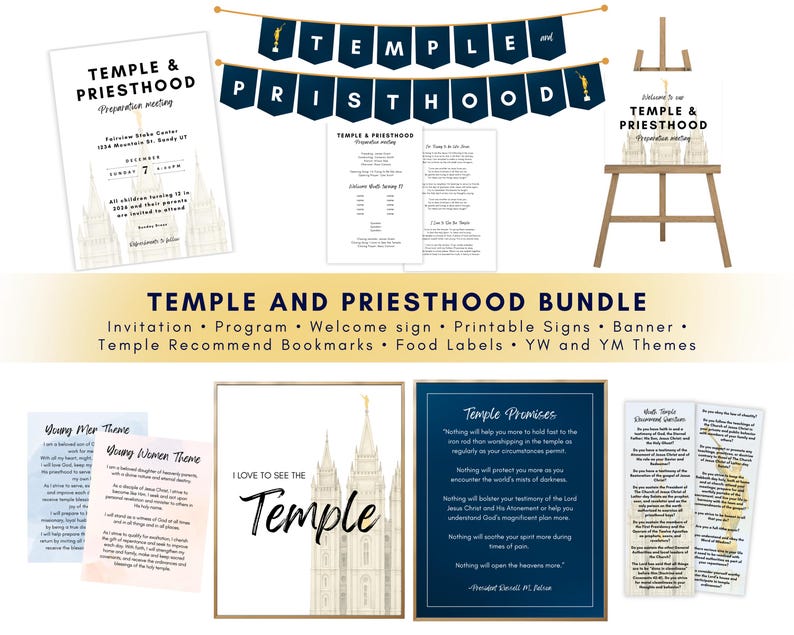 Temple and Priesthood Preparation Meeting Bundle | Edit in Canva - Etsy