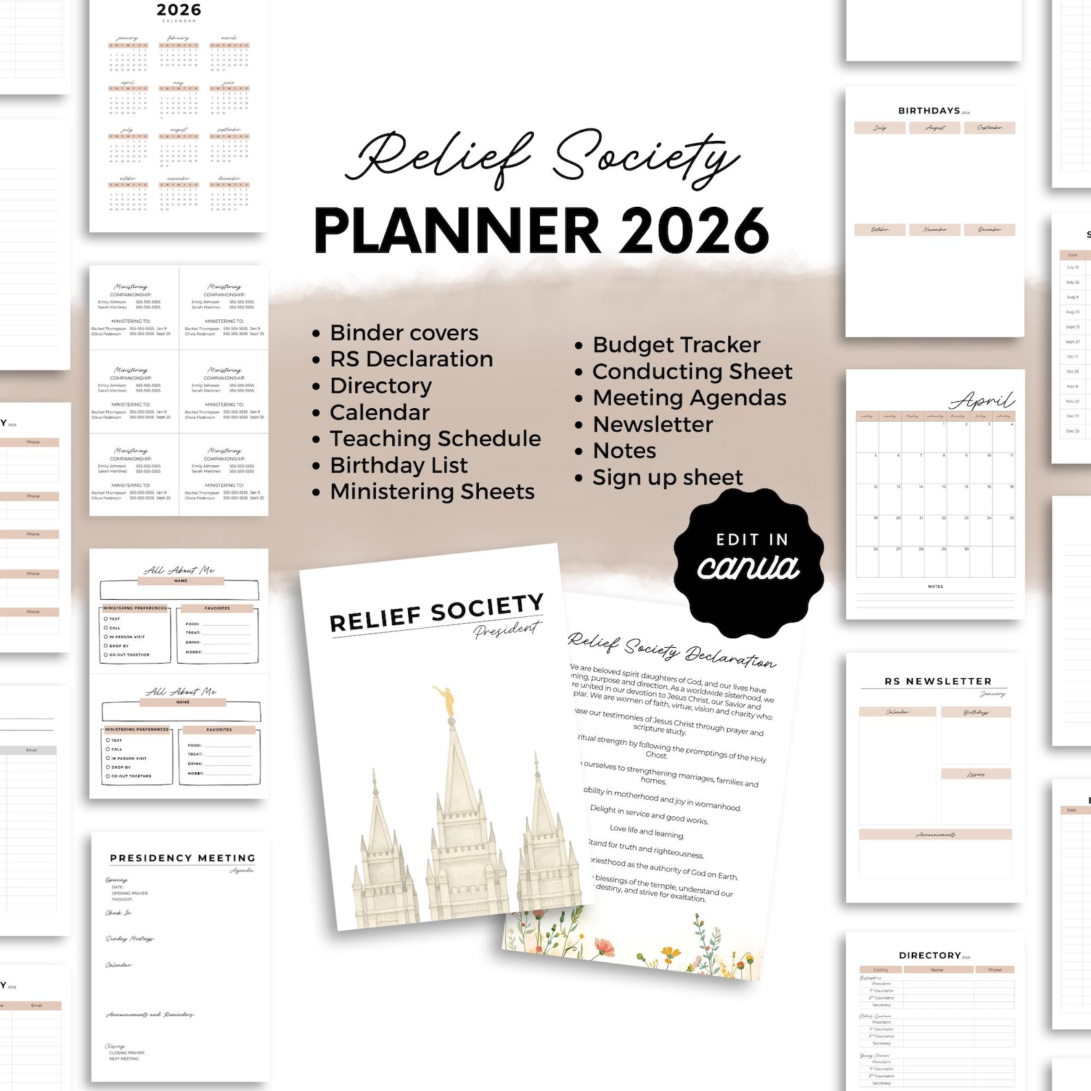 Relief Society Planner 2026 | LDS Presidency Binder & Organization ...
