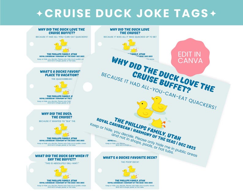 Cruise Duck Tags | Silly Jokes - Etsy