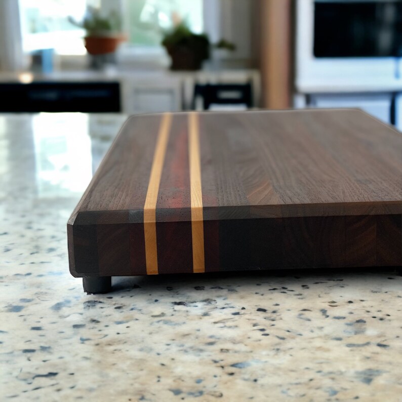 Walnut Cutting Board With Padauk and Maple Accent Stripes / - Etsy