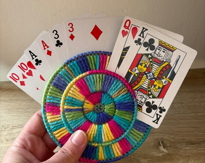 Playing Card Holder Large Tropical Punch Yarn Felt Lined Handmade ...