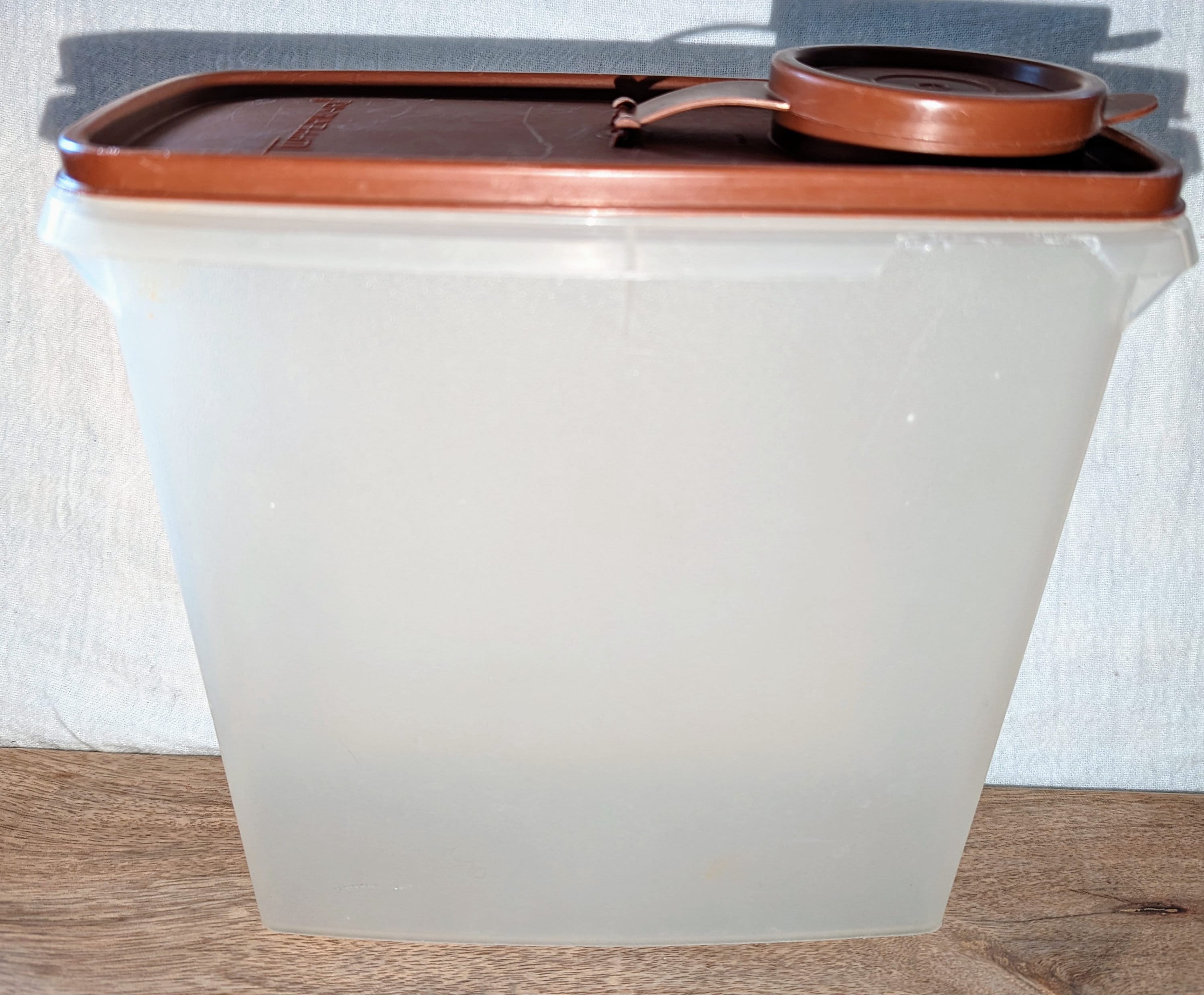 Vintage Tupperware Translucent Cereal Keeper Container Brown Flip-top ...