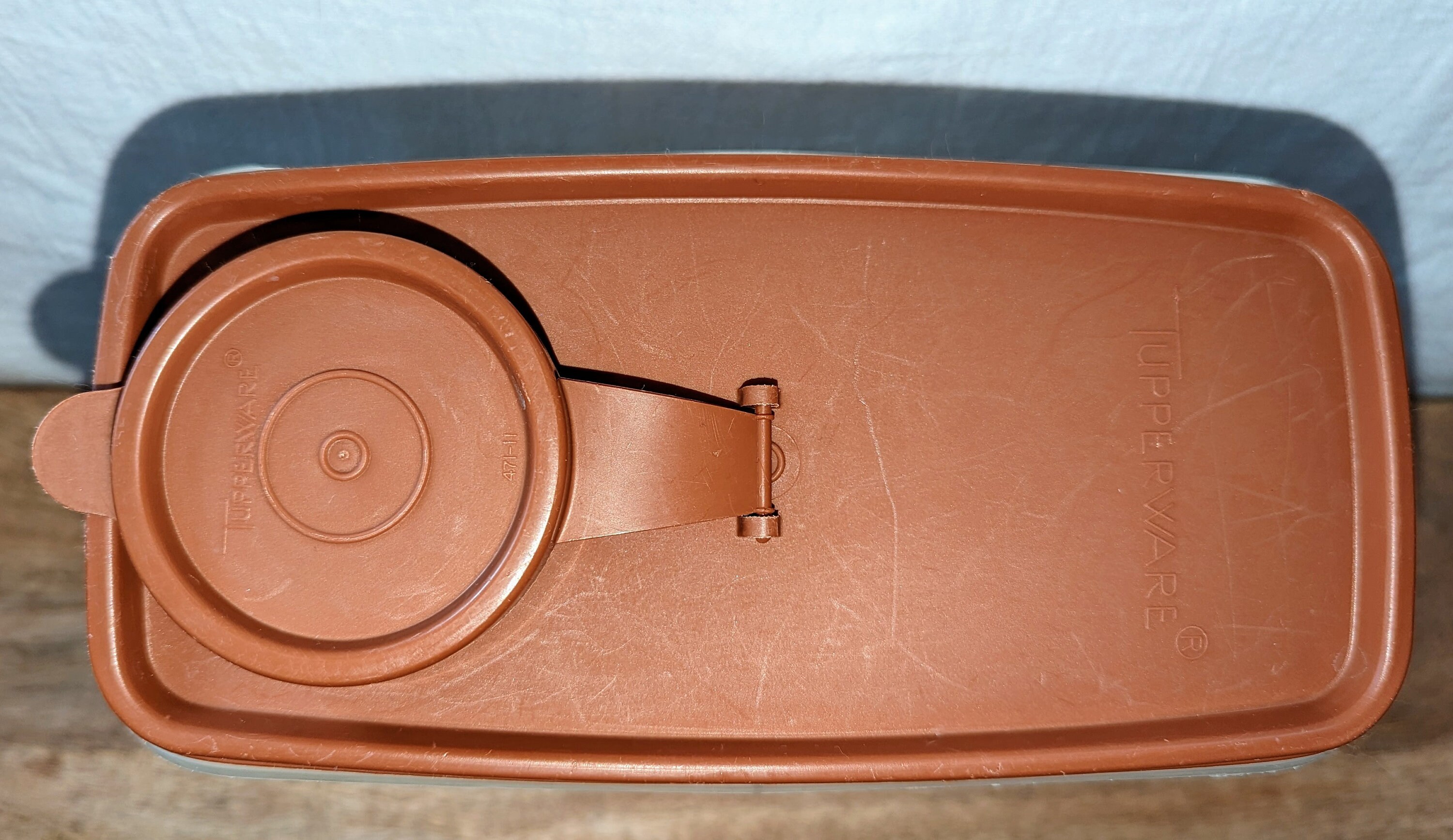 Vintage Tupperware Translucent Cereal Keeper Container Brown Flip-top ...