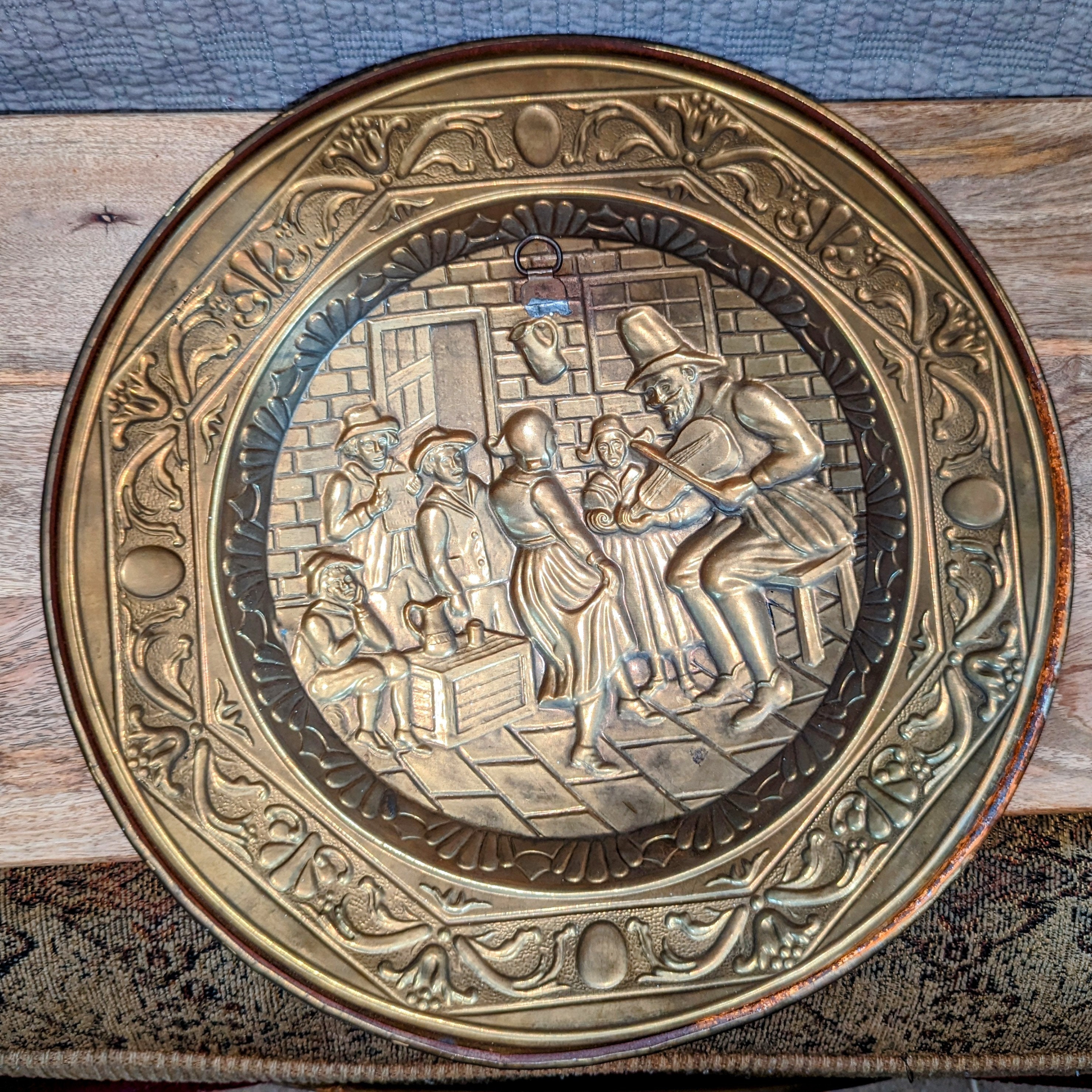 2 Vintage Peerage Brass Embossed Hanging Wall Plates Made England - Etsy