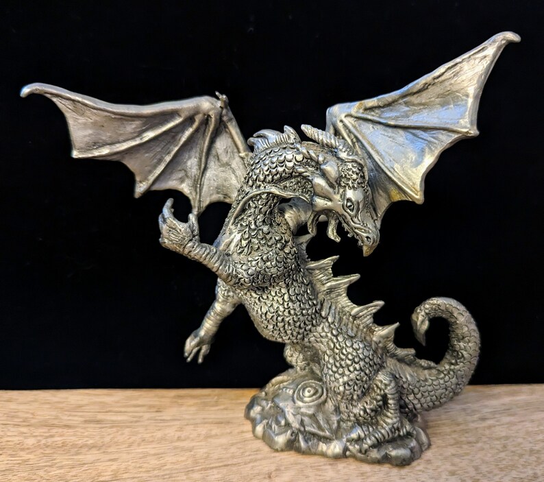 Vintage Pewter Dragon Heavy Wings Spread - Etsy