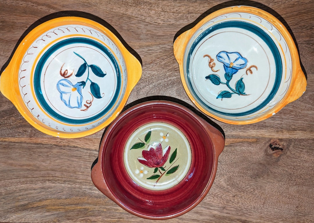 THREE (3) Vintage Rare Stangl Flower-themed Ceramic Serving Dish With ...