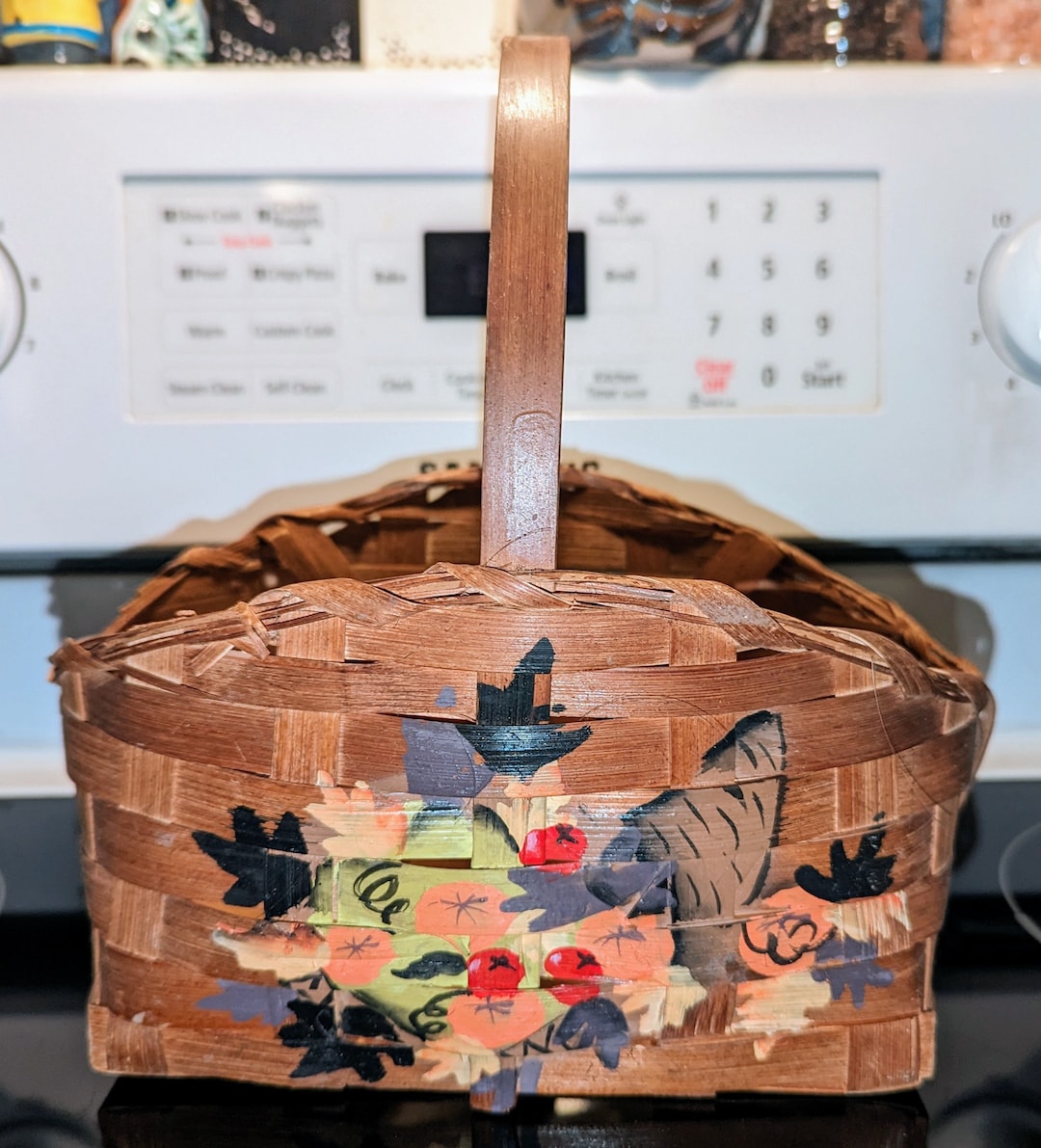 Adorable 5 In. Strawberry Picking Basket Vintage, Hand-painted With ...