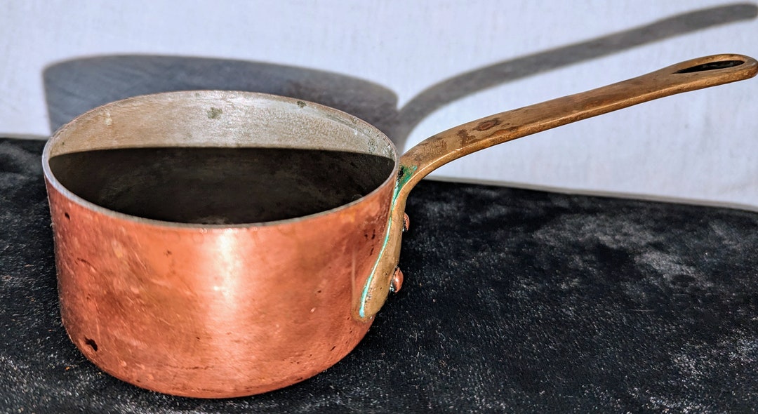 Antique French Copper Sauce Pan With Brass Handle With Authentic Patina ...
