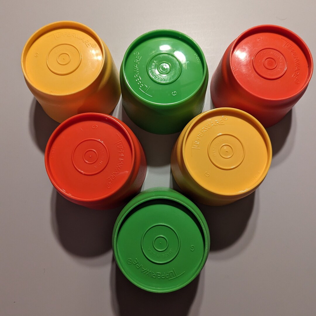 Vintage Tupperware - Red/green/yellow Snack Cups - Etsy