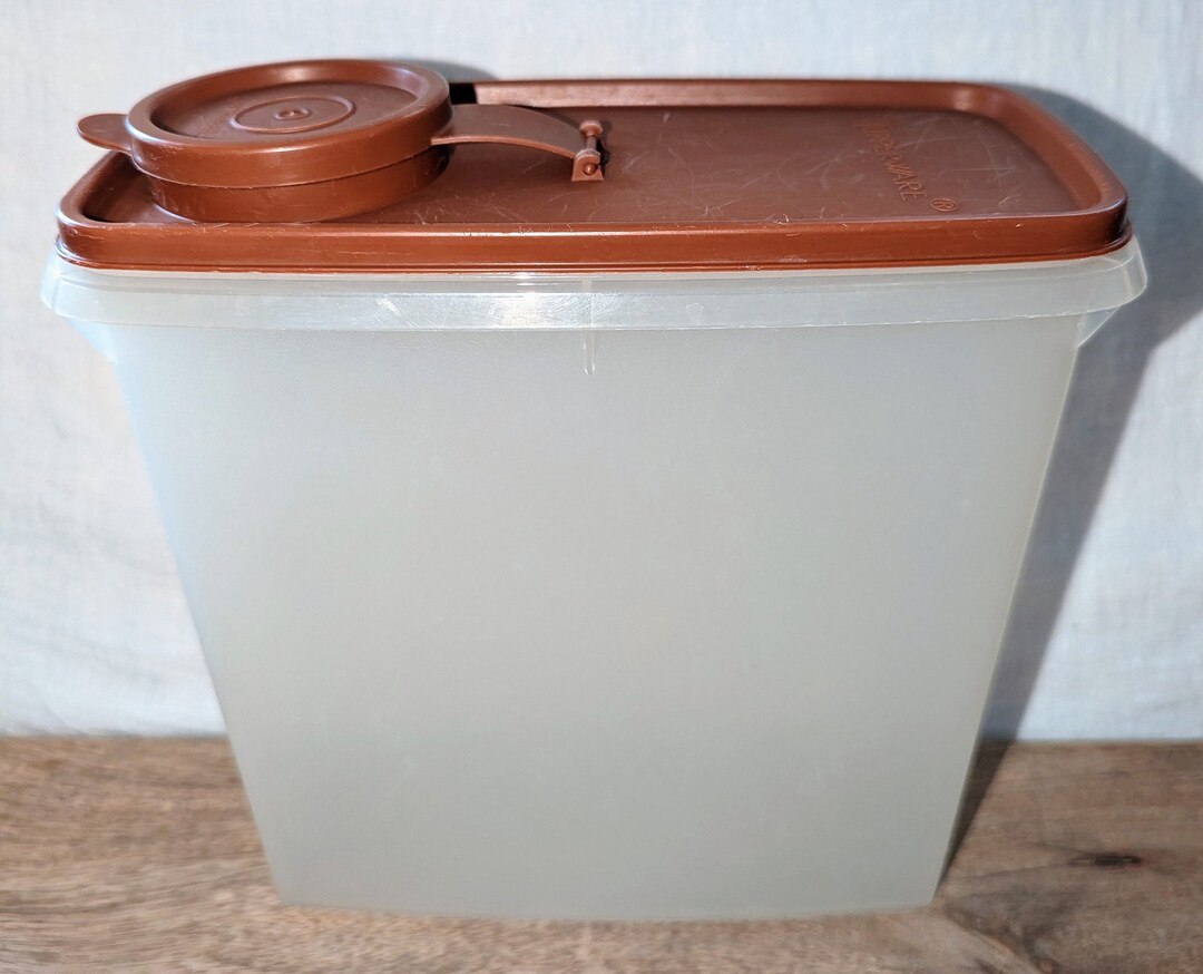 Vintage Tupperware Translucent Cereal Keeper Container Brown Flip-top ...