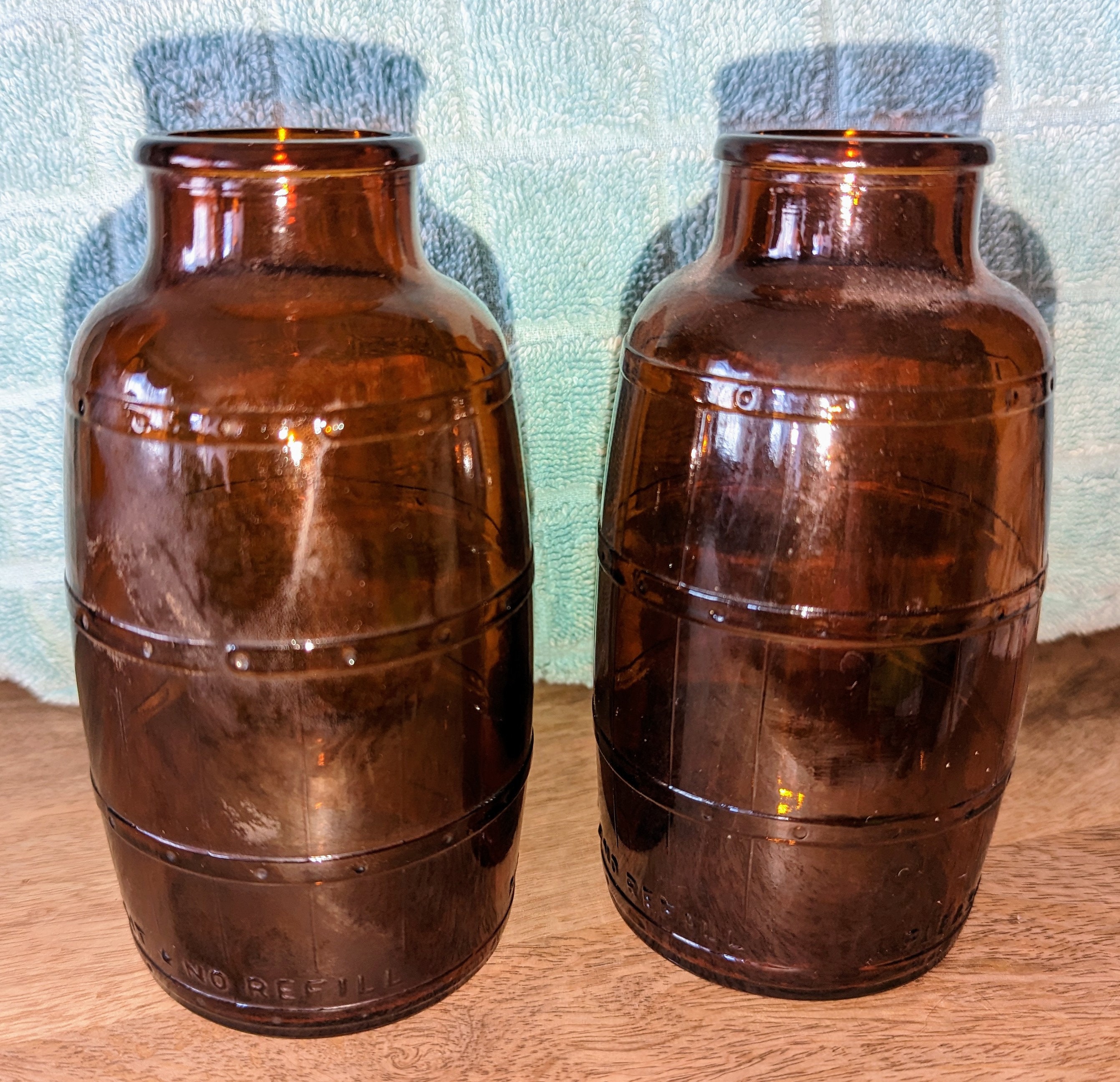 Amber Brown Glass Vintage Schmidt Draft Barrel Beer Bottles From 1960s ...