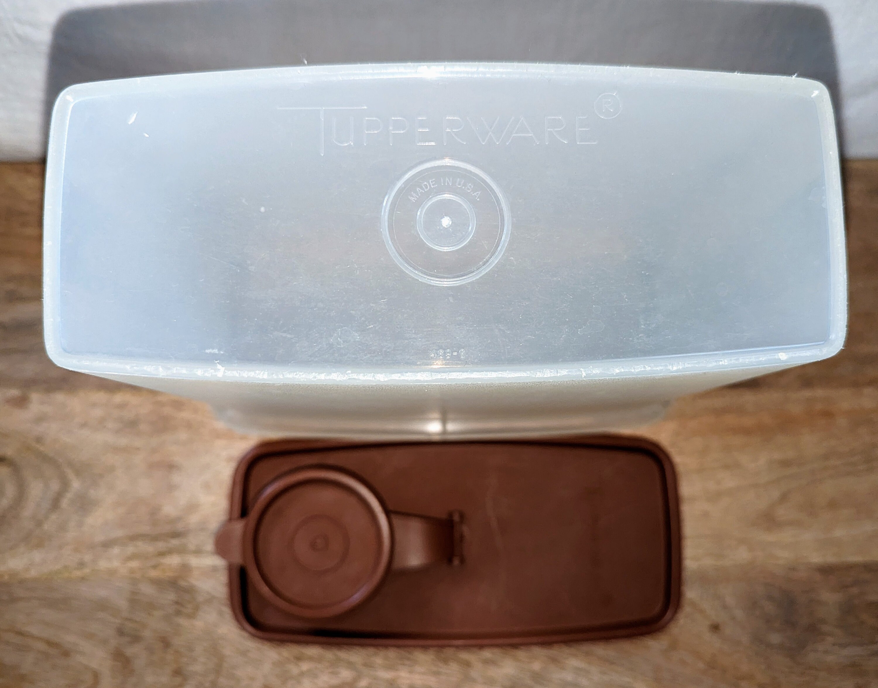 Vintage Tupperware Translucent Cereal Keeper Container Brown Flip-top ...