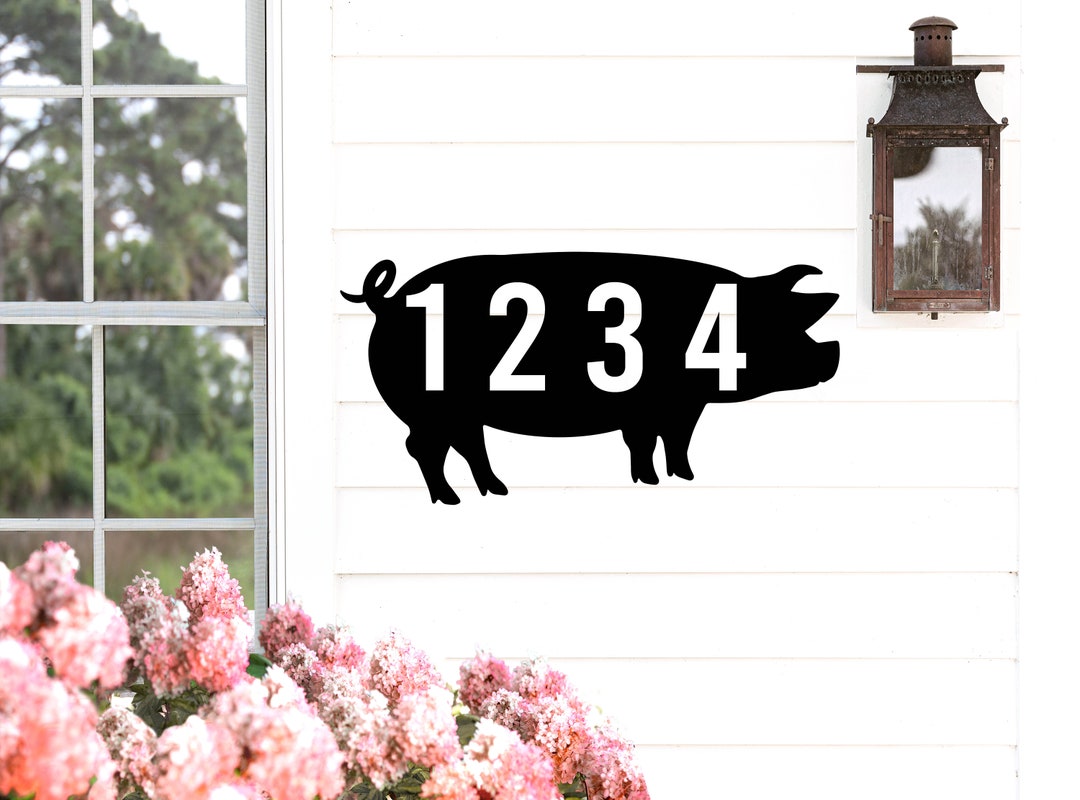 Pig Metal Address Sign, Metal House Number Sign, Address Number Sign ...