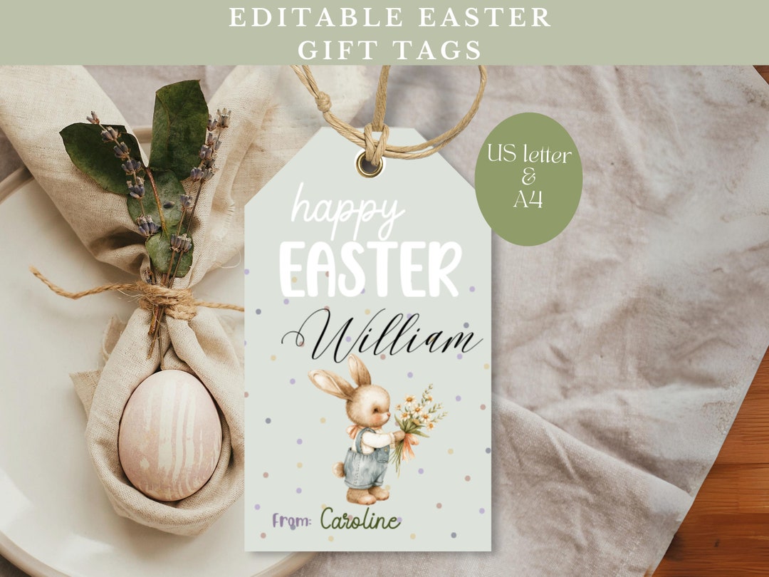 Printable Editable Easter Gift Tags for DIY Projects Customizable ...