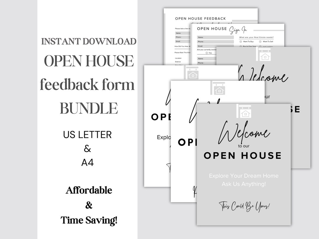 Open House Feedback Form Open House Sign in Sheet Realtor Open House ...