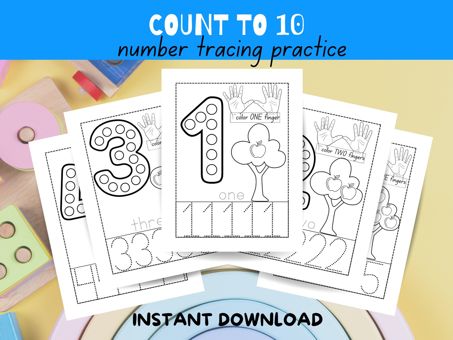 Number Tracing Math Worksheets Counting Practice Preschool Math ...