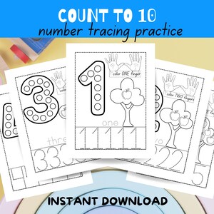 Number Tracing Math Worksheets Counting Practice Preschool Math ...
