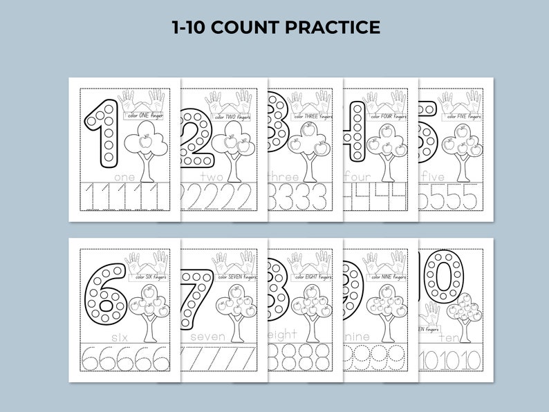 Toddler Dot Marker Worksheet Bundle Number Tracing Maths Handwriting ...