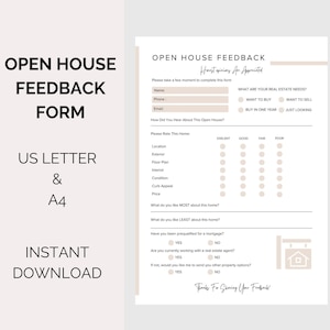 Realtor Open House Sheet Questionnaire PDF Feedback Form Buyer Feedback ...