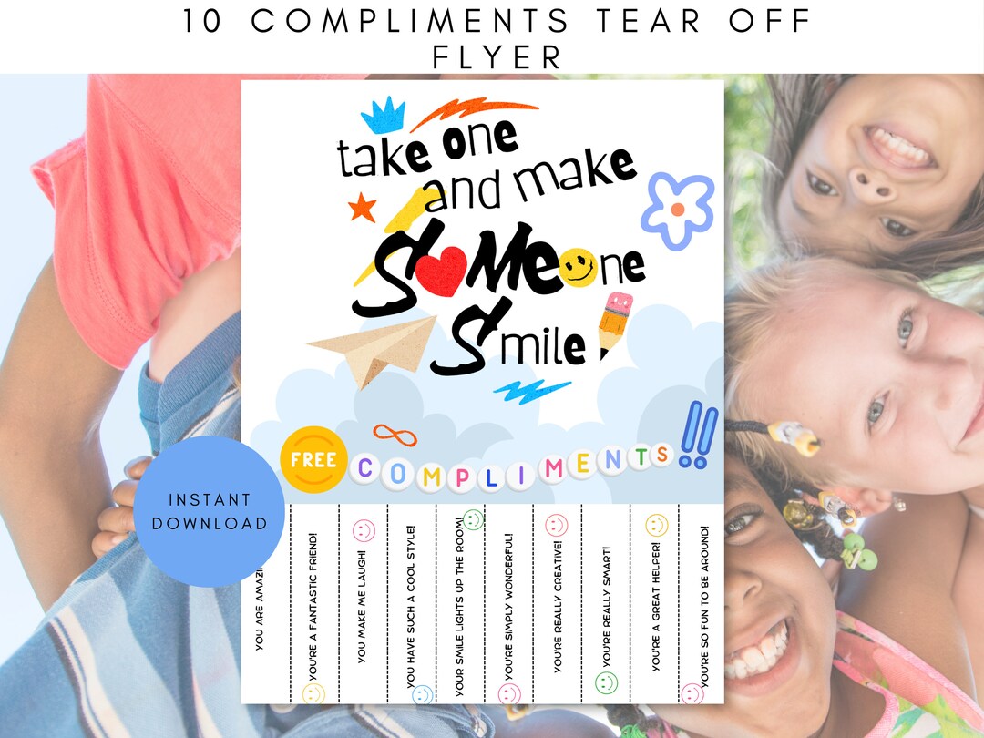 Tear off Compliment Flyer School Counselor Door Sign Decor Classroom ...