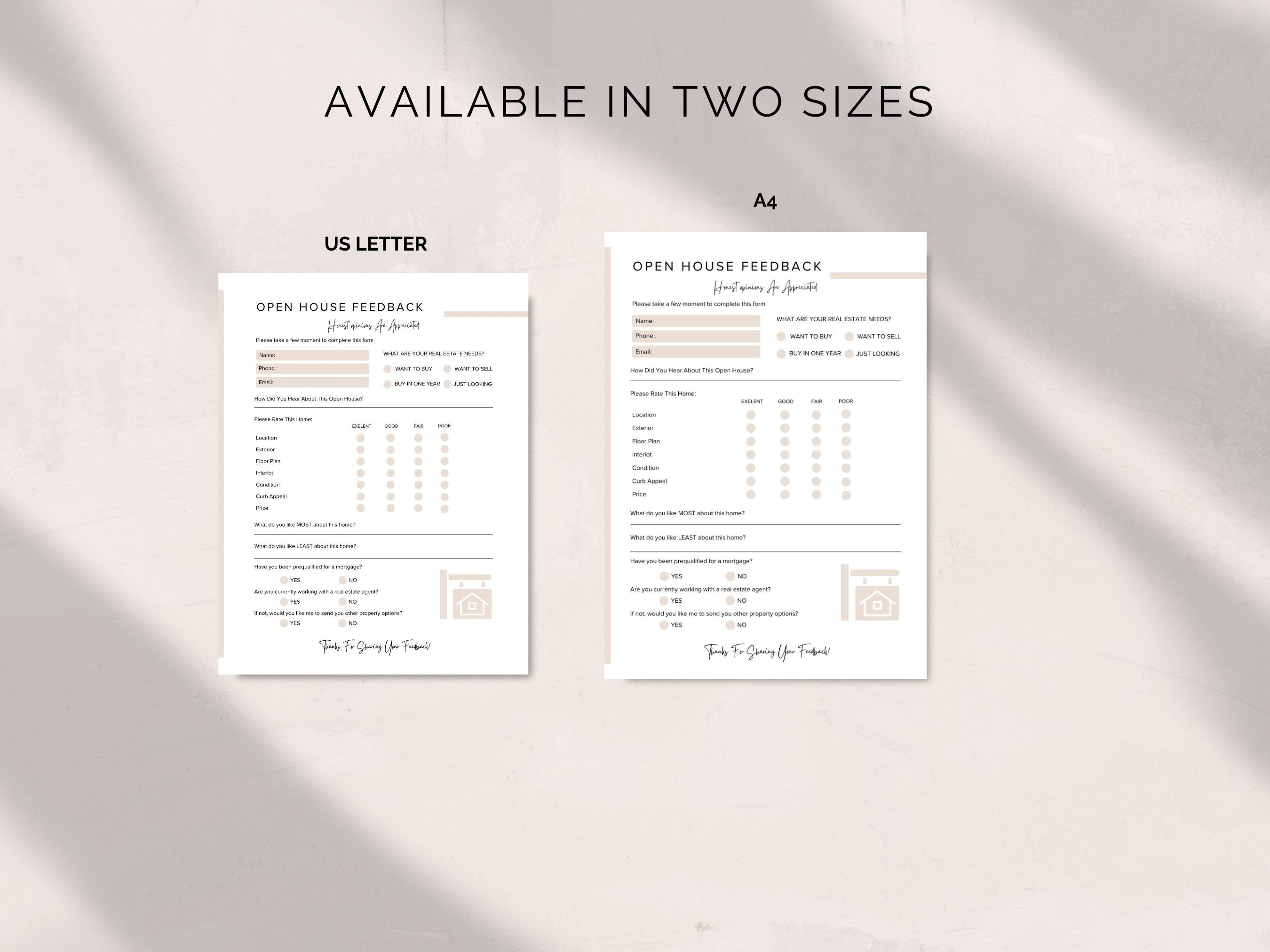 Realtor Open House Sheet Questionnaire PDF Feedback Form Buyer Feedback ...