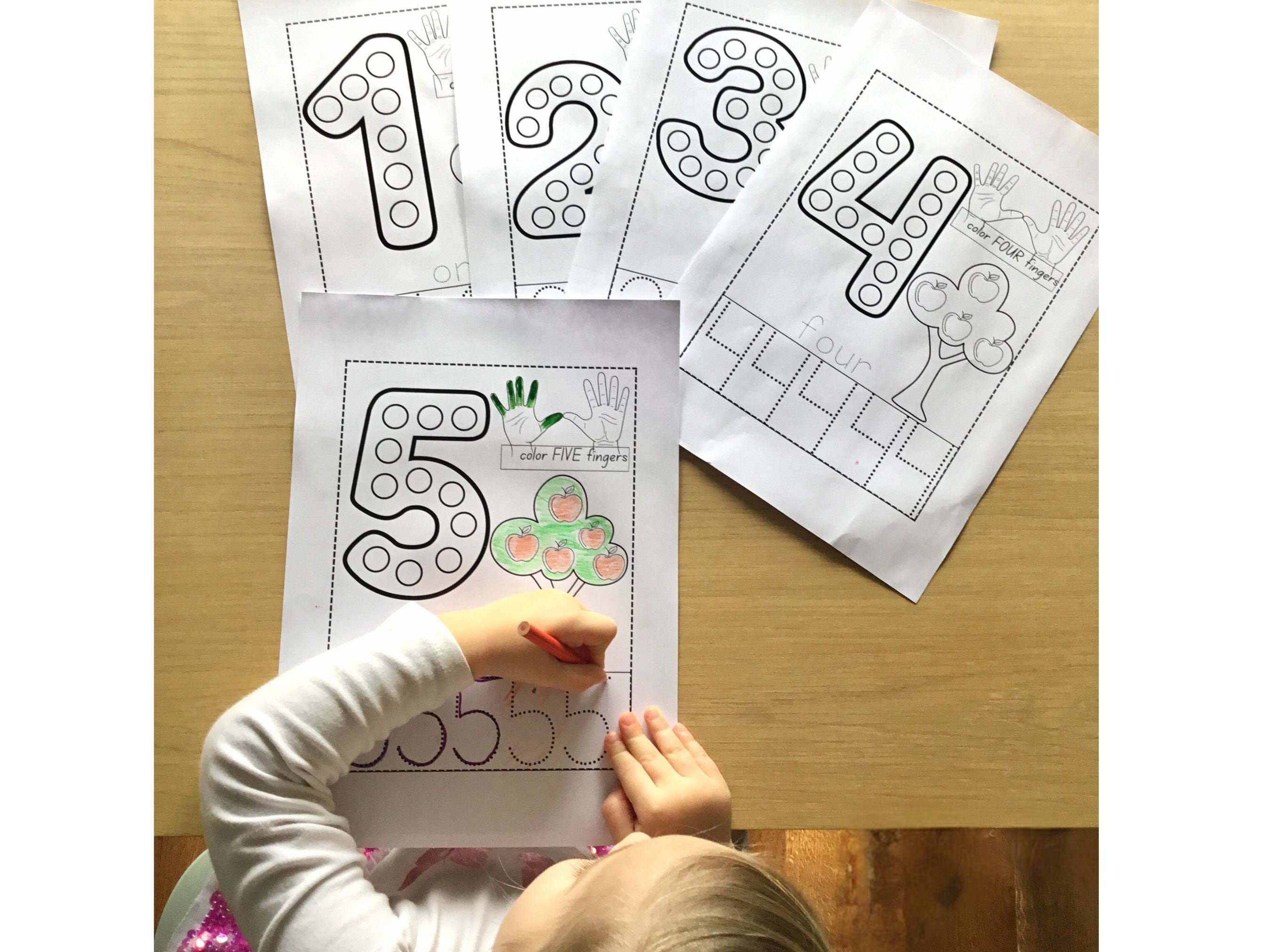 Toddler Dot Marker Worksheet Bundle Number Tracing Maths Handwriting ...