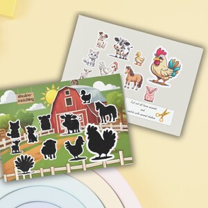Farm Animals Shadow Matching Game, Montessori Busy Book (digital ...