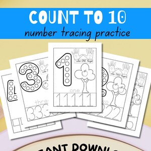 Number Tracing Math Worksheets Counting Practice Preschool Math ...