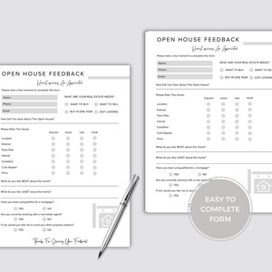 House Tour Review Form for Open House Guests Survey Template for Open ...