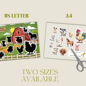 Farm Animals Shadow Matching for Busy Book Printable for Toddler ...