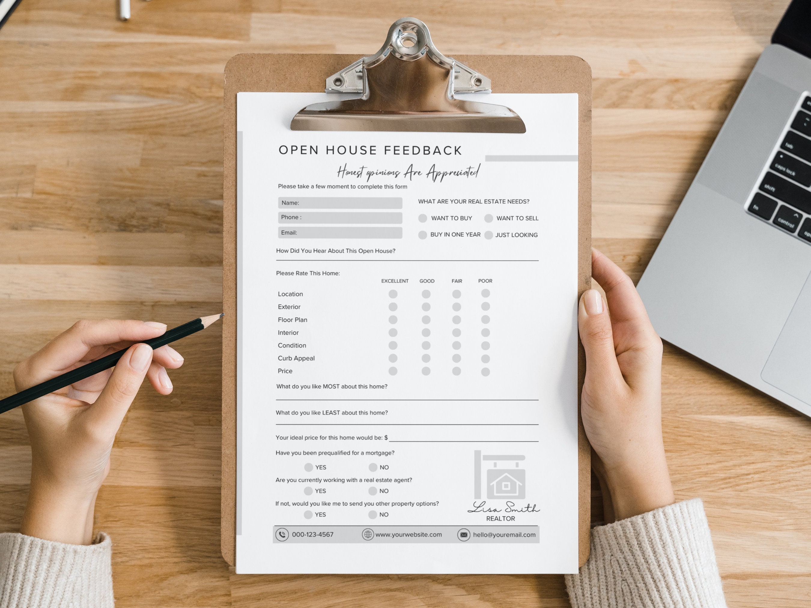 Editable Open House Feedback Form Template for Real Estate Buyer ...
