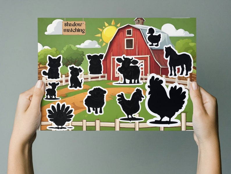 Farm Animals Shadow Matching for Busy Book Printable for Toddler ...